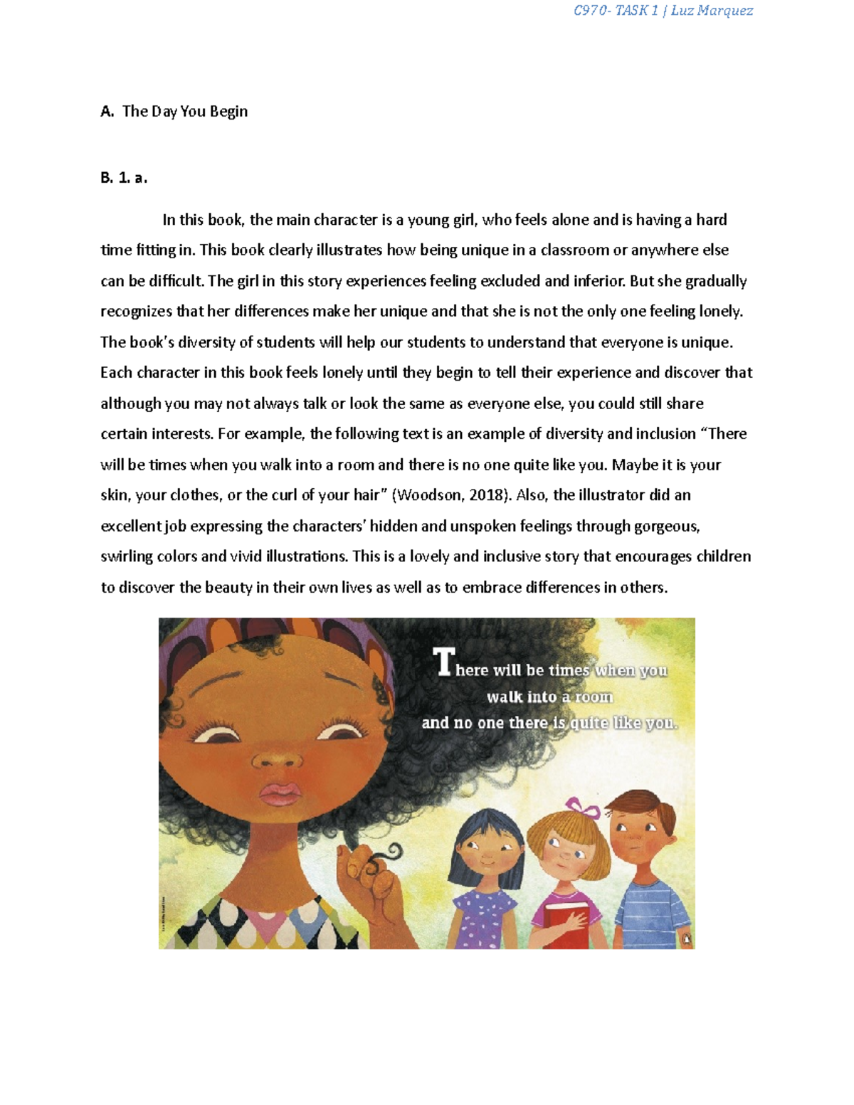 C970 Lesson Plan: Identifying Themes in "The Day You Begin" - Studocu