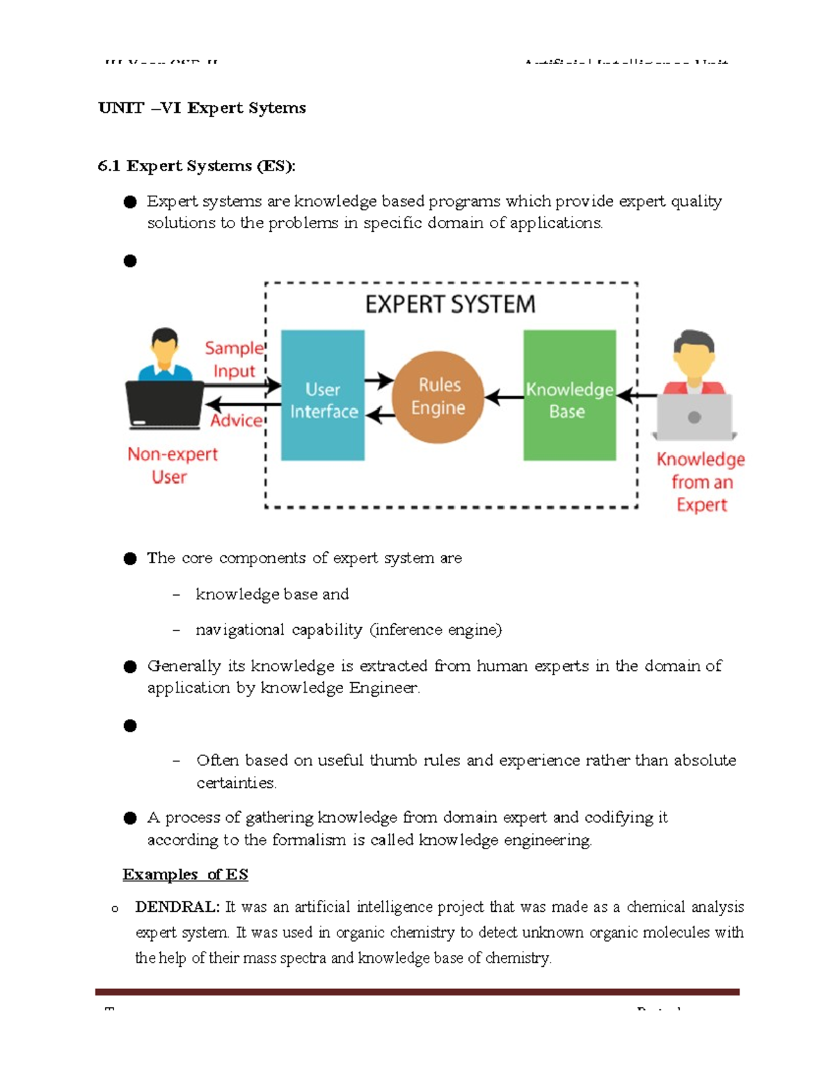 AI - UNIT-6 - notes on artificial intelligence - UNIT – VI Expert ...