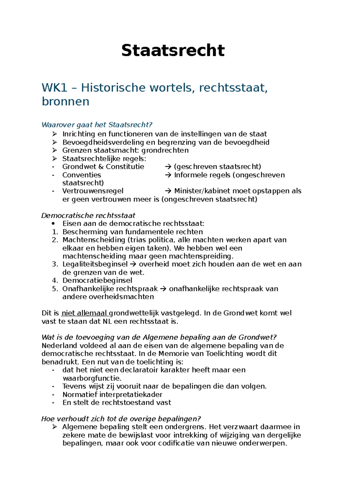 Staatsrecht WK1: Historische Wortels en Grondslagen van de Rechtsstaat ...
