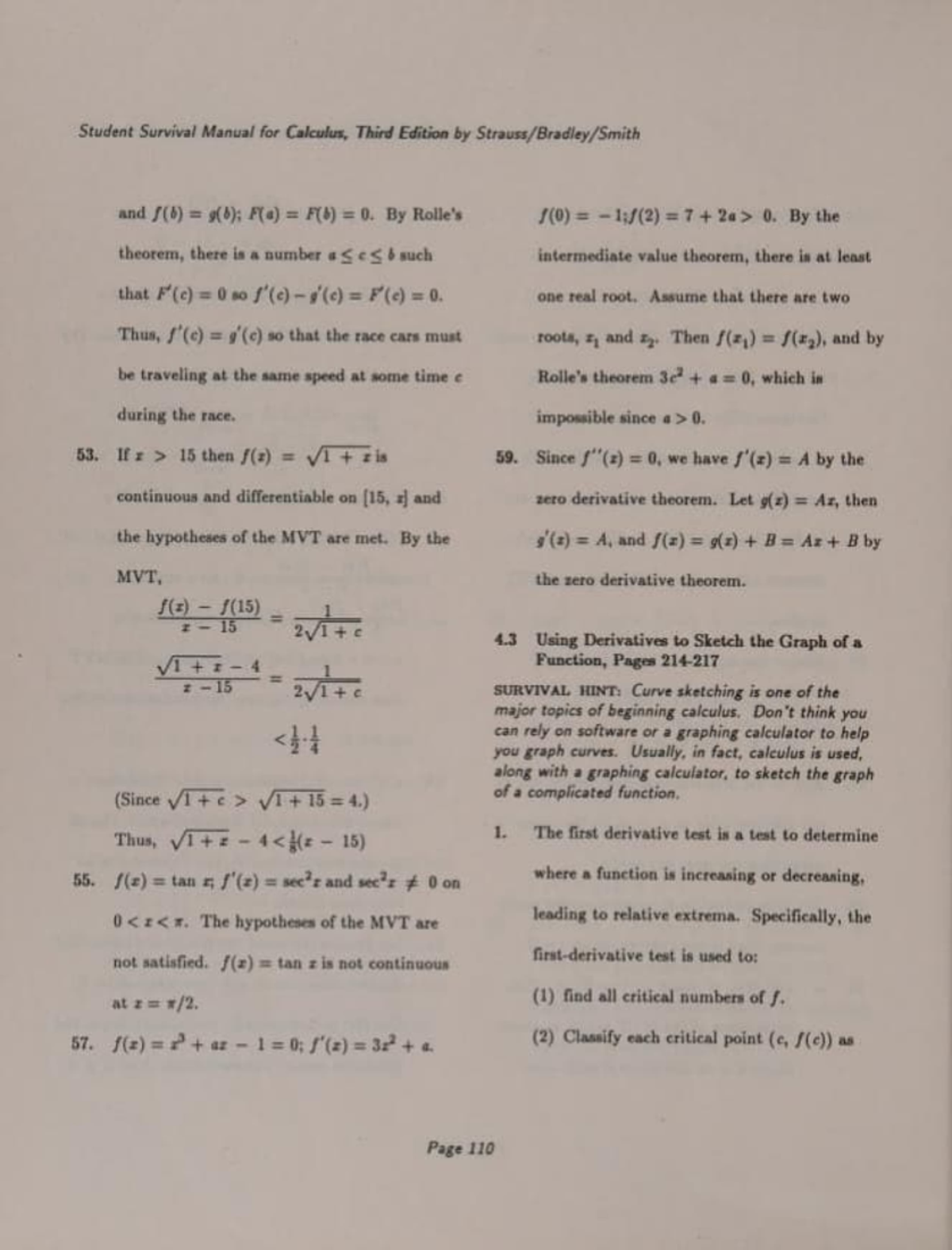 Strauss Calculus Solutions - Student Survival Manual for Calculus ...