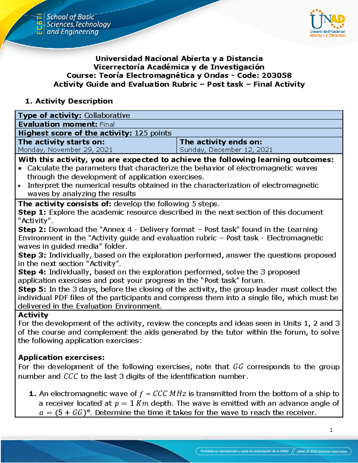 Activity Guide and Evaluation Rubric - Post task - Final Activity ...
