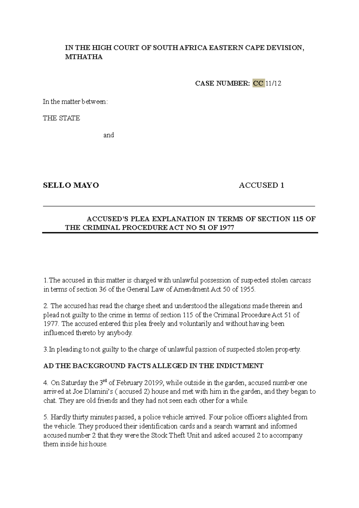 Criminal Procedure B Assignment: Accused's Plea Explanation Analysis ...