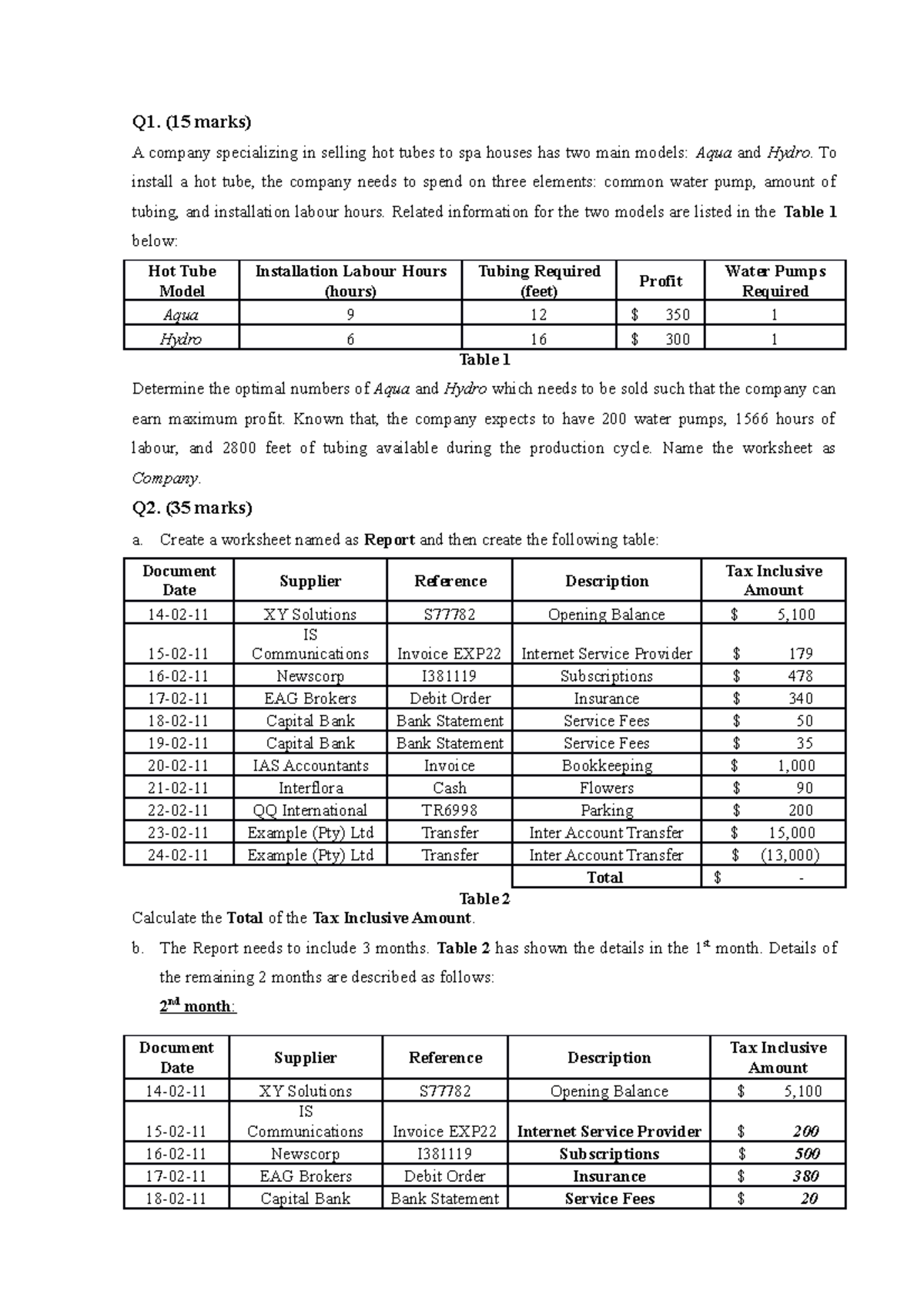 Sample Final Exam Questions for BCS Course on Profit Maximization ...