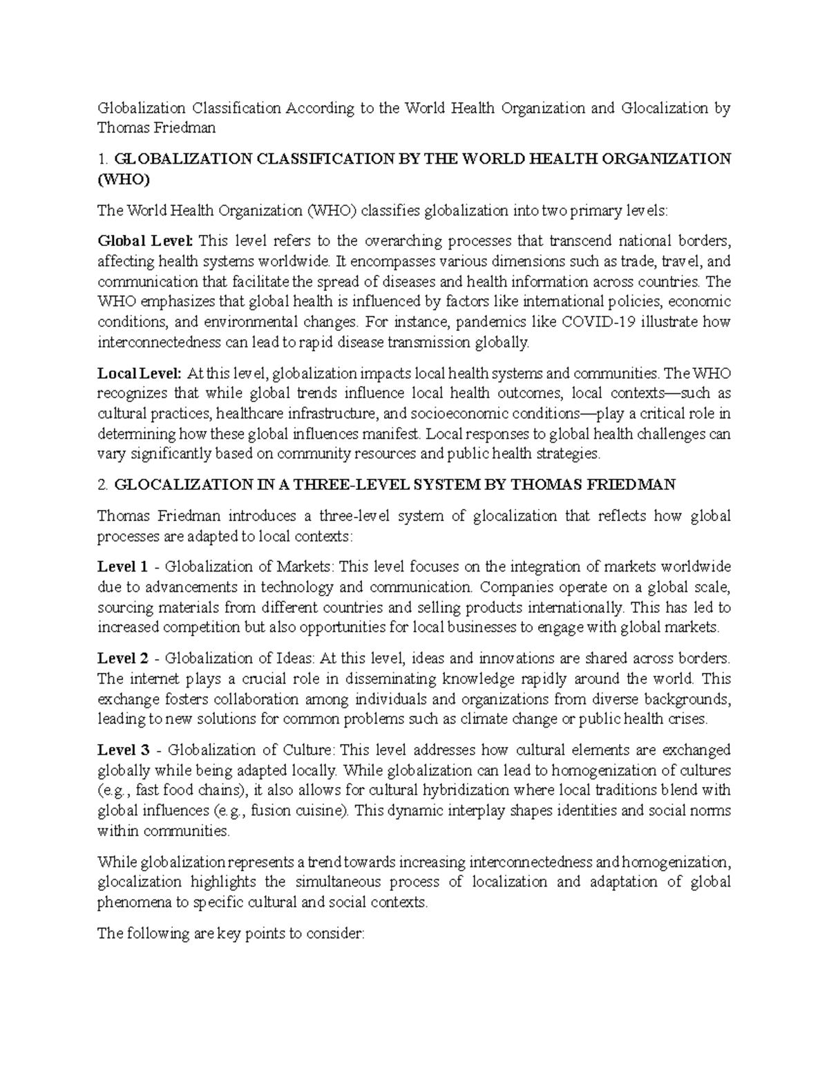 Globalization classification and glocalization insights - HBO notes ...