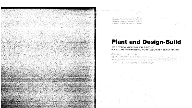 Fidic Plant & Design Build 1st Ed 1999 Yellow ...
