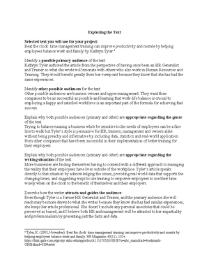 [Solved] Explain the writers choices in relation to the audience ...