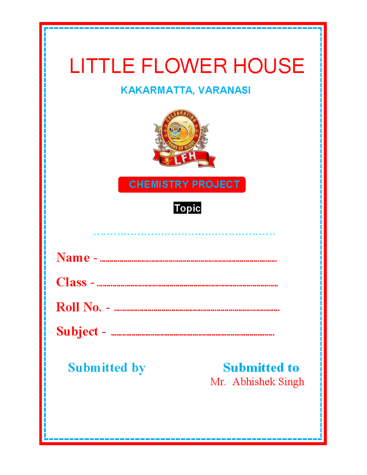 Chemistry Project Cover Page - Class 12 KKM - Studocu