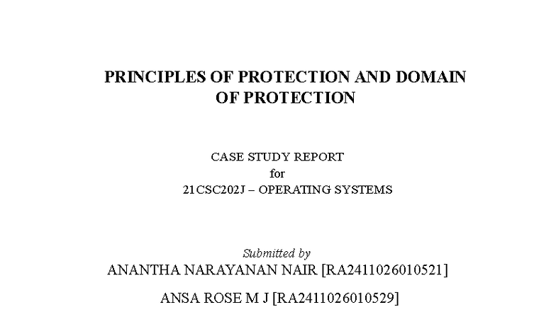 21CSC202J Case Study Report on Protection Principles - Studocu