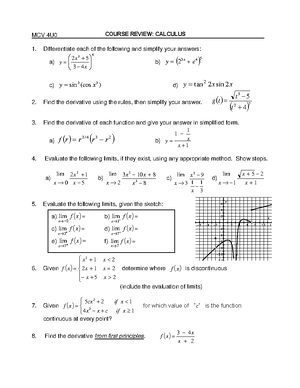 Mat135H1 - U of T - Calculus 1(A) - Studocu