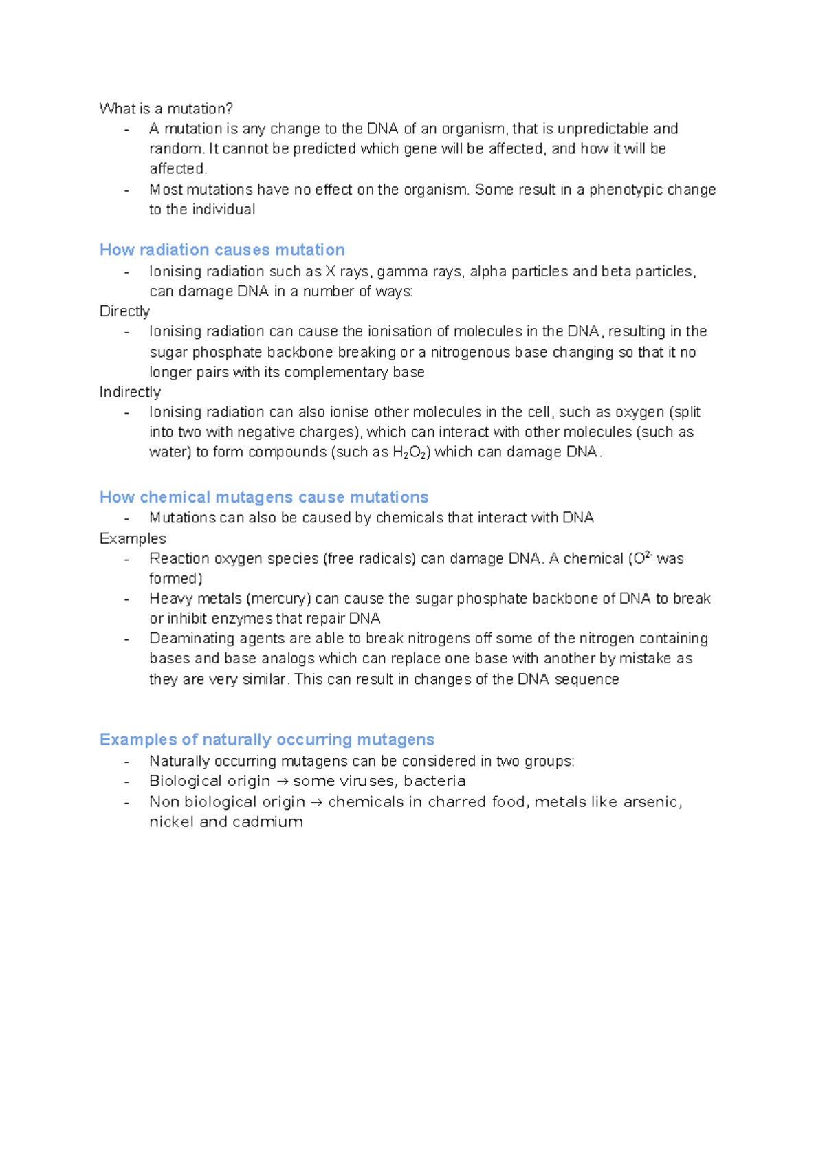 Mutations - Lecture Notes on DNA Changes and Causes - Studocu
