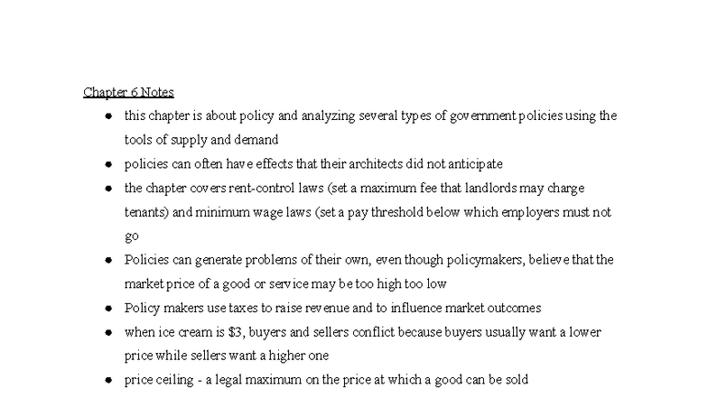ECON 101: Chapter 6 - Analyzing Government Policies and Market Effects ...