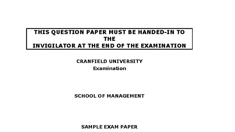 Sample Exam Paper - MSc 2022 - Accounting Examination - Studocu