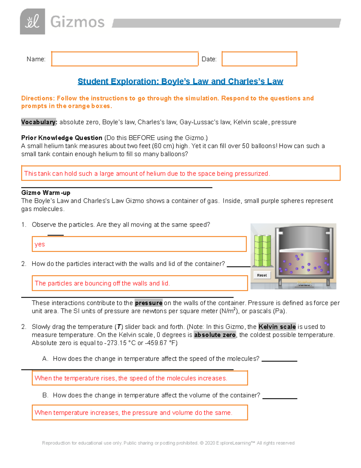 Gas Laws SE - gas law gizmo - Name: Date: Student Exploration: Boyle’s ...