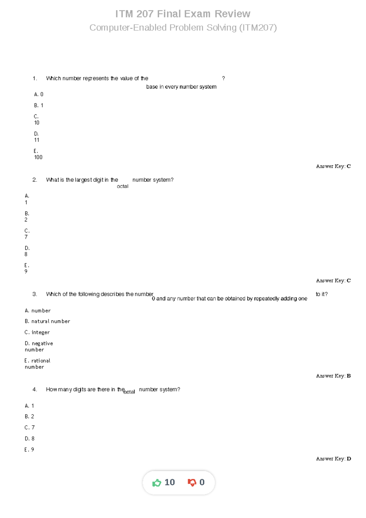 Itm-207-final-exam-review compress - ITM 207 Final Exam Review Computer-Enabled Problem Solving ...