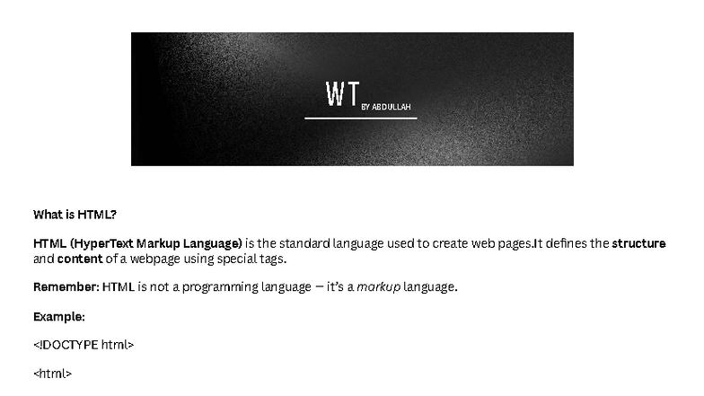 WT ABDULLAH HTML Basics: Structure, Attributes, and CSS Integration ...