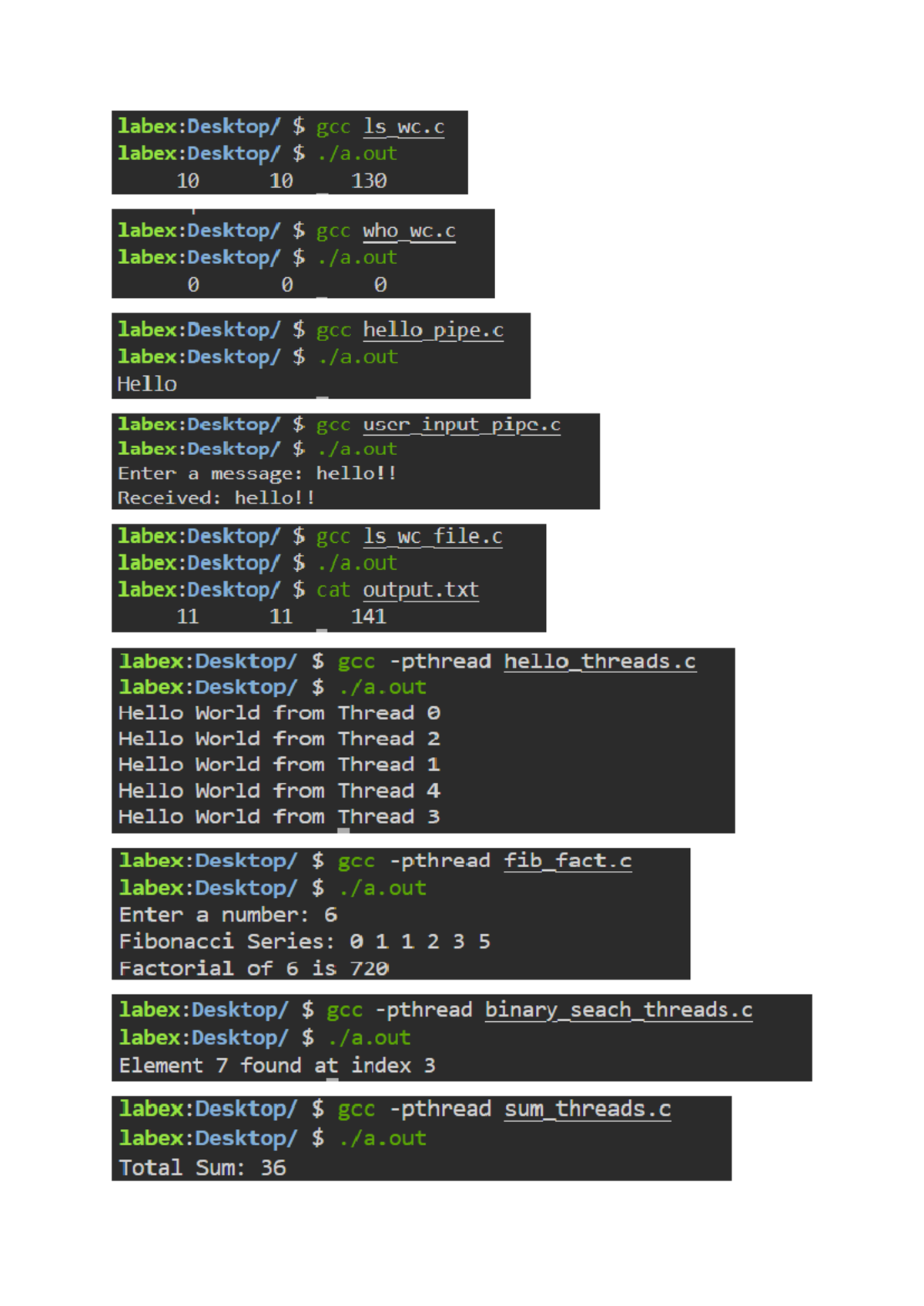 Os lab6 7 - outputs of gcc commands and thread examples - Studocu
