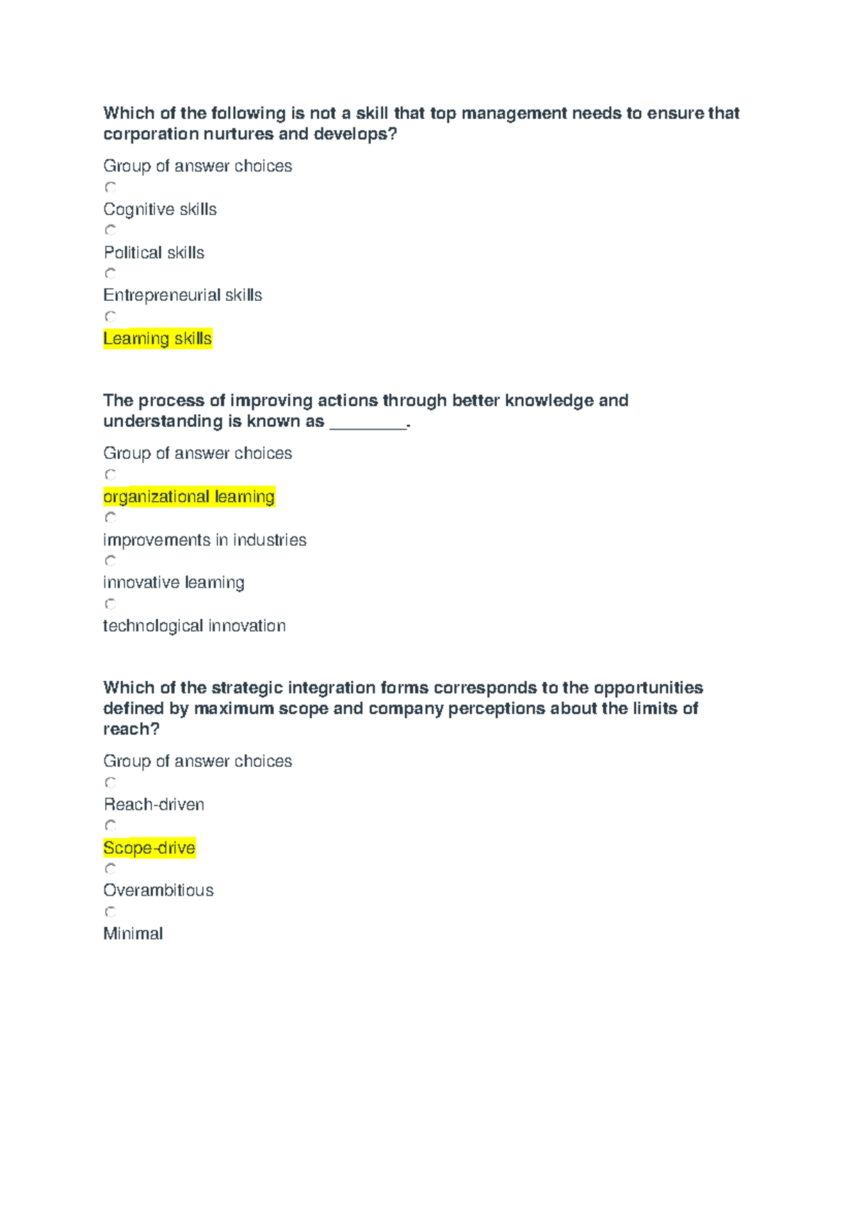 SST 301 Strategic Management and Technology Quiz 3 Study Guide - Studocu