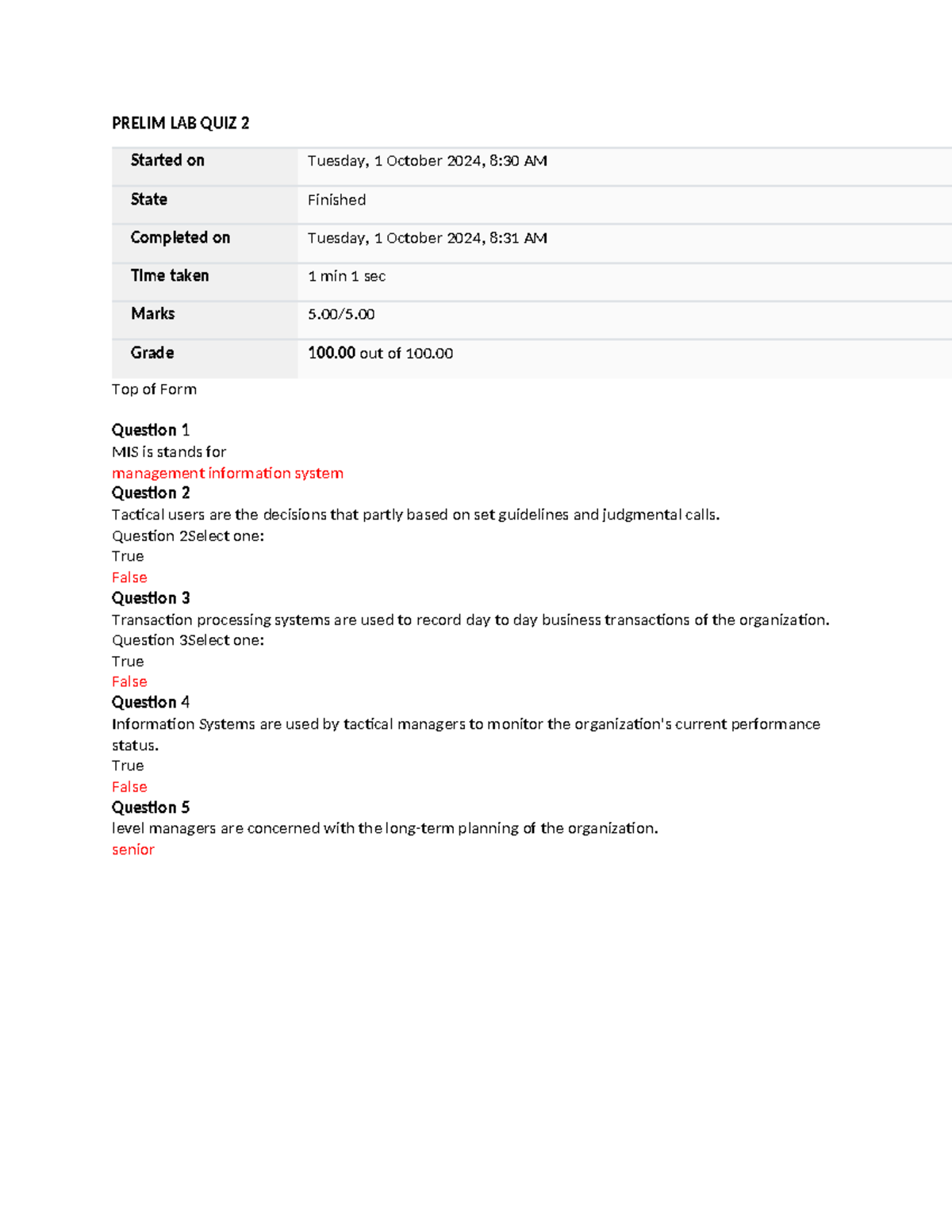 Information Management Prelim LAB Quiz 2 Insights and Questions - Studocu