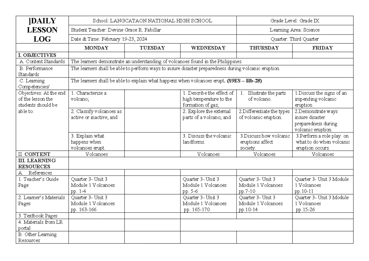 7Es-lesson-plan-template - 7E LESSON PLAN IN SCIENCE School Grade Level ...