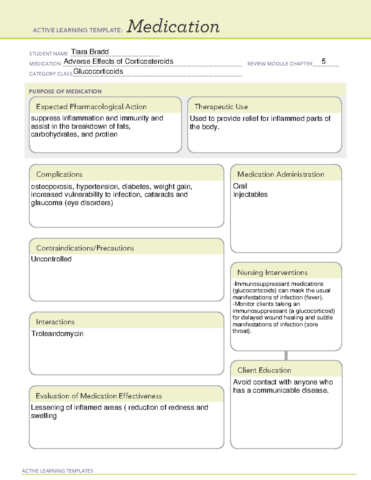 Adverse Effects of Corticosteroids: Active Learning Template Guide ...