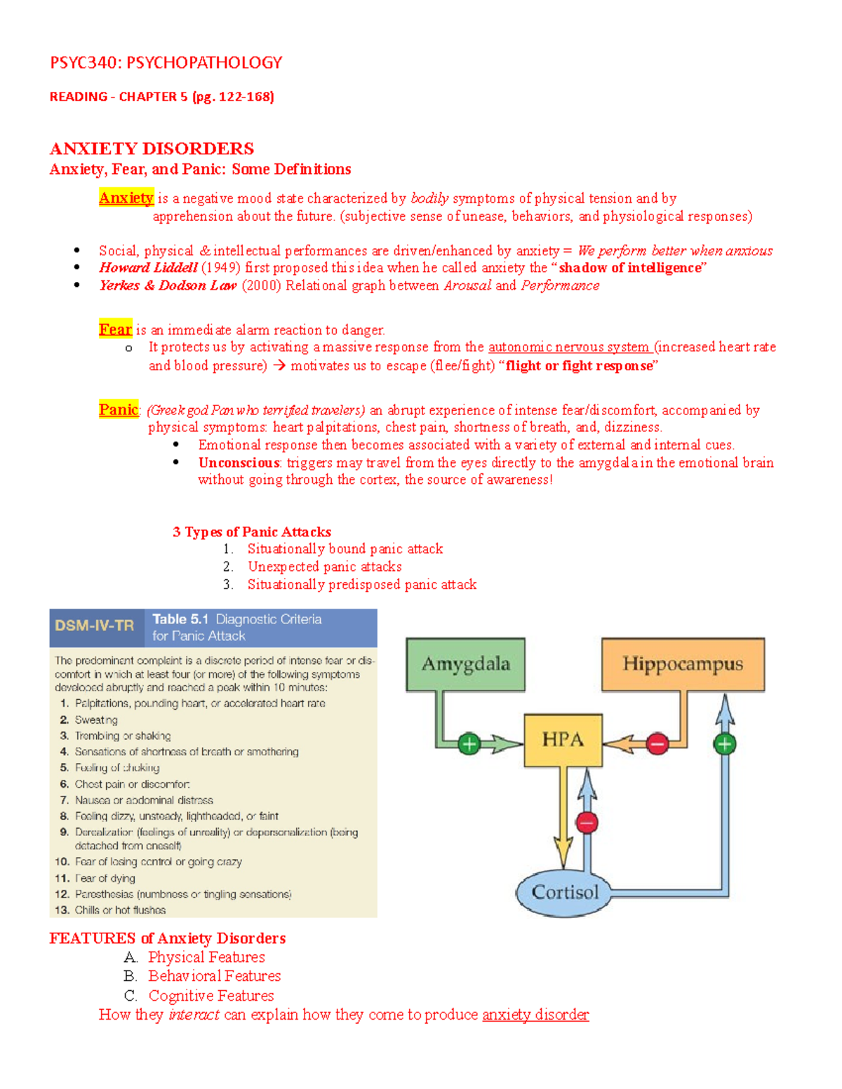 Chapter 5 (Anxiety Disorders) - PSYC340: PSYCHOPATHOLOGY READING ...