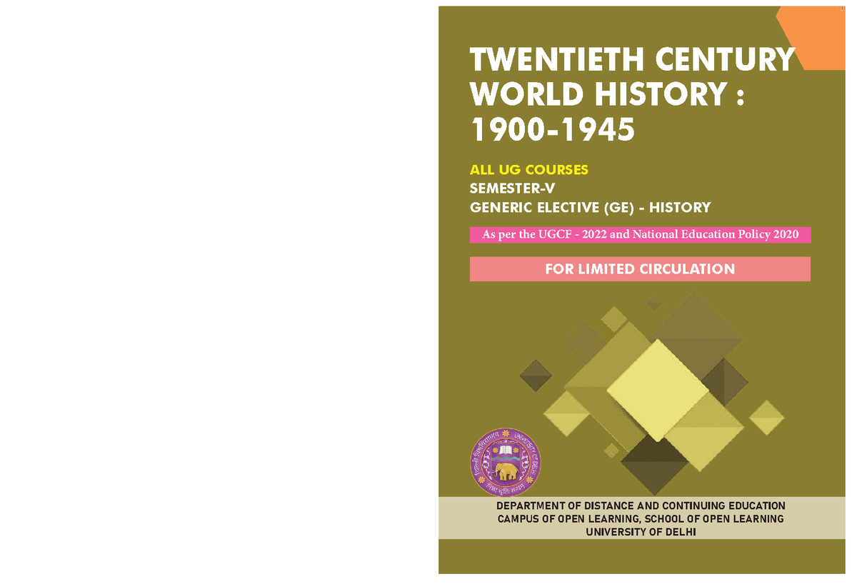 20CUS01410 Twentieth Century World History: Unit 1-5 Notes - Studocu
