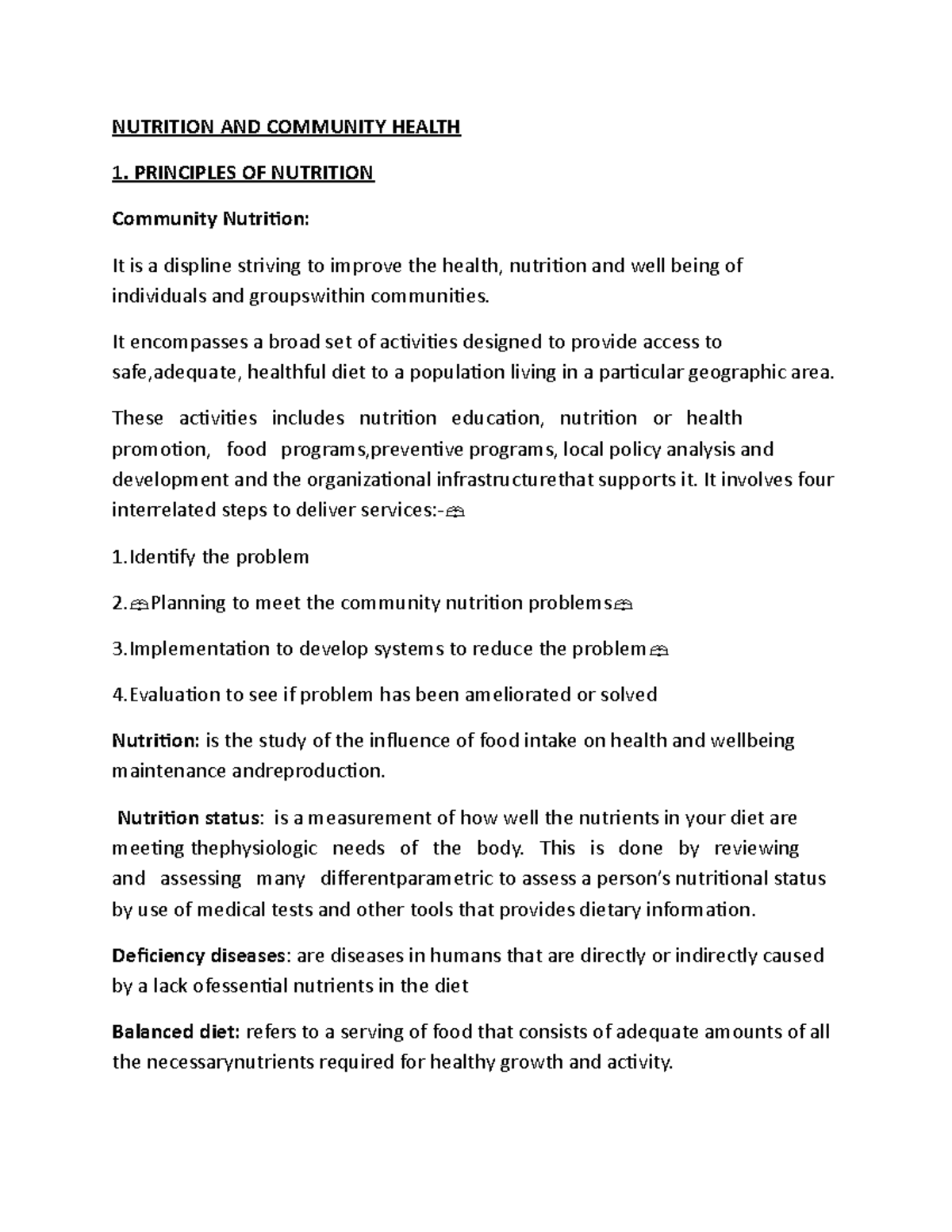 Nutrition and Community Health Overview Notes (Course Code: NCH 101 ...