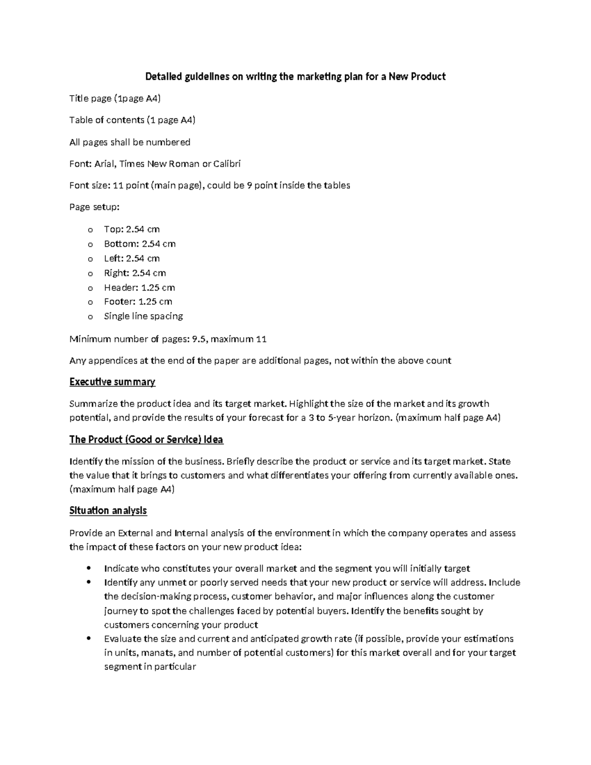 Marketing Plan Guidelines for New Product Development (MKT 101) - Studocu