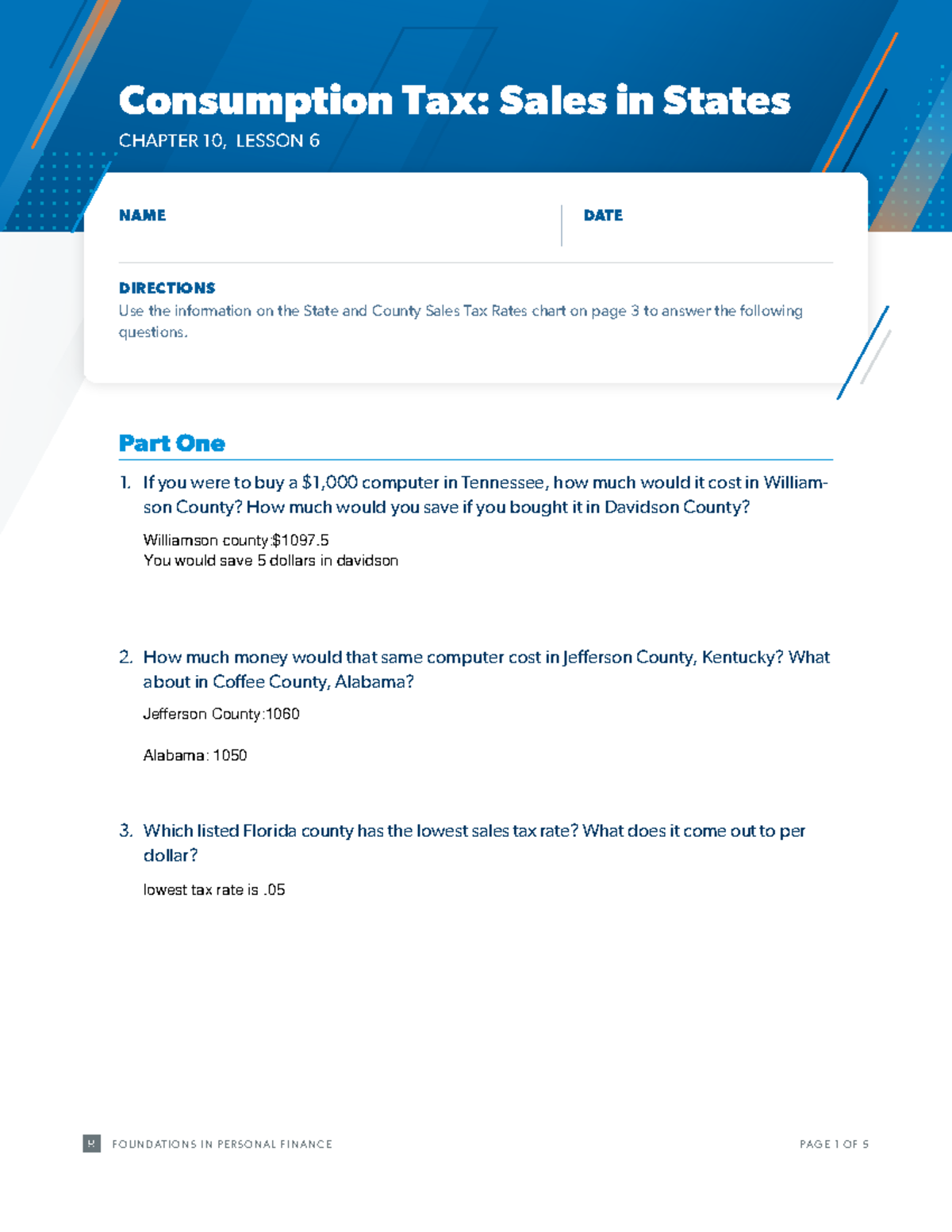 Chapter 10 Lesson 6: Sales Tax Rates & Calculations - ACT 3NNWEE - Studocu