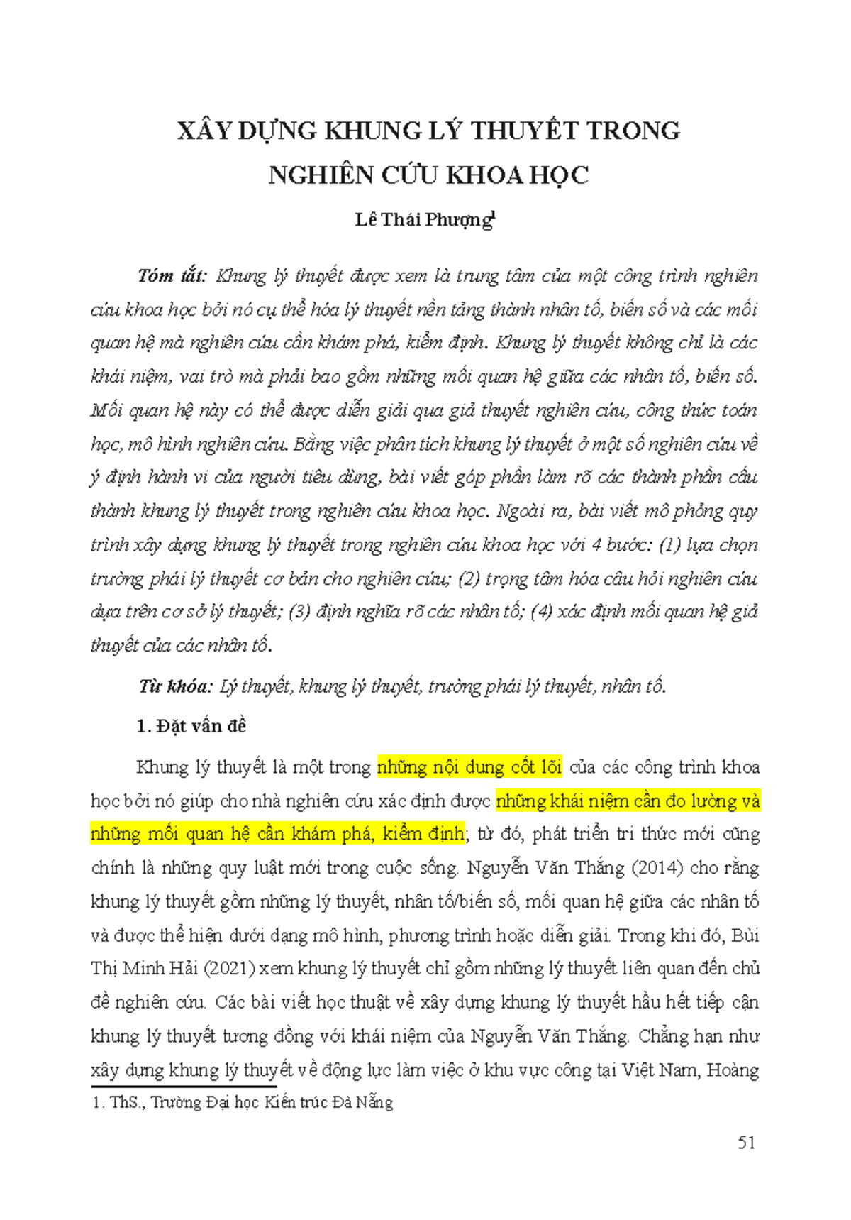 Khung lý thuyết và phương pháp nghiên cứu khoa học trong NCKH - Studocu