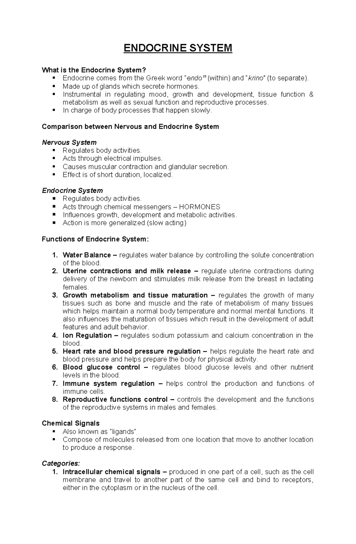 Endocrine System Reading Materials - ENDOCRINE SYSTEM What is the ...