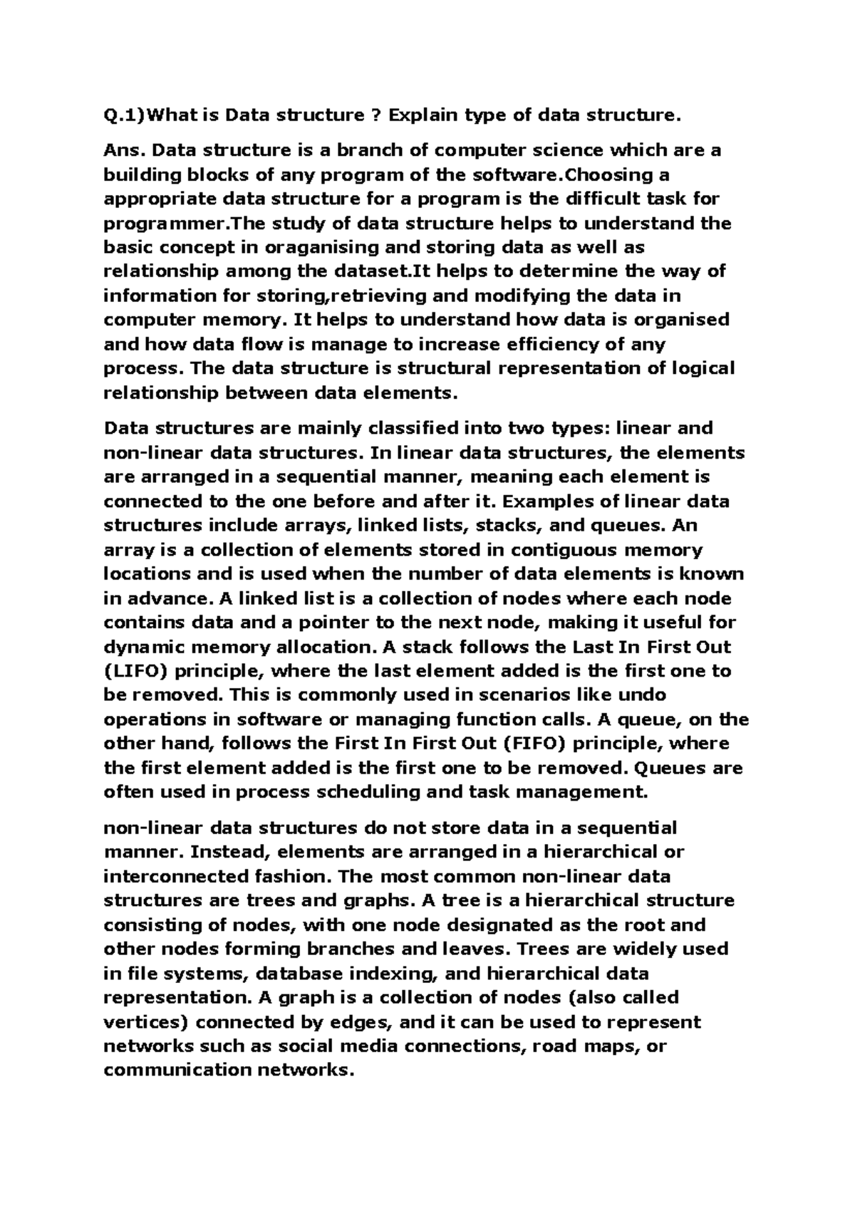 Data Structure Lecture Notes for Exam Study (CS101) - Studocu