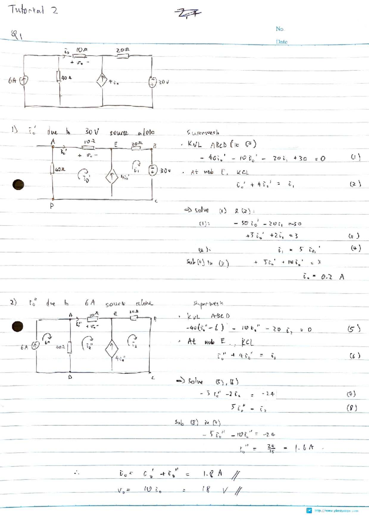 Tutorial 2 Solutions for Course L. No. Dale 6A - Studocu
