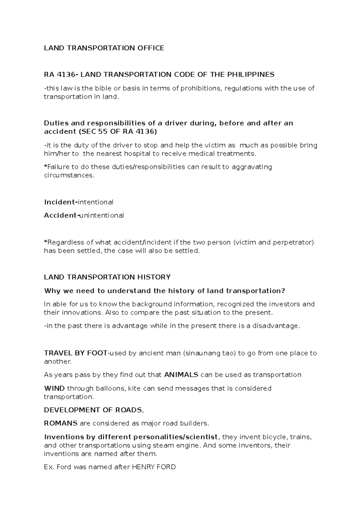 Traffic MNGT ( Notes) - /true - LAND TRANSPORTATION OFFICE RA 4136 ...