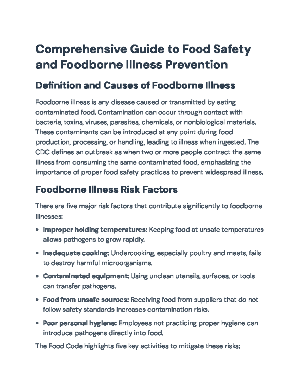 Comprehensive Food Safety & Foodborne Illness Prevention Guide (Course ...