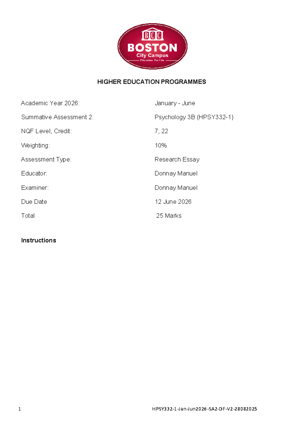 HPSY332-1 Summative Assessment 2 Research Essay - Studocu
