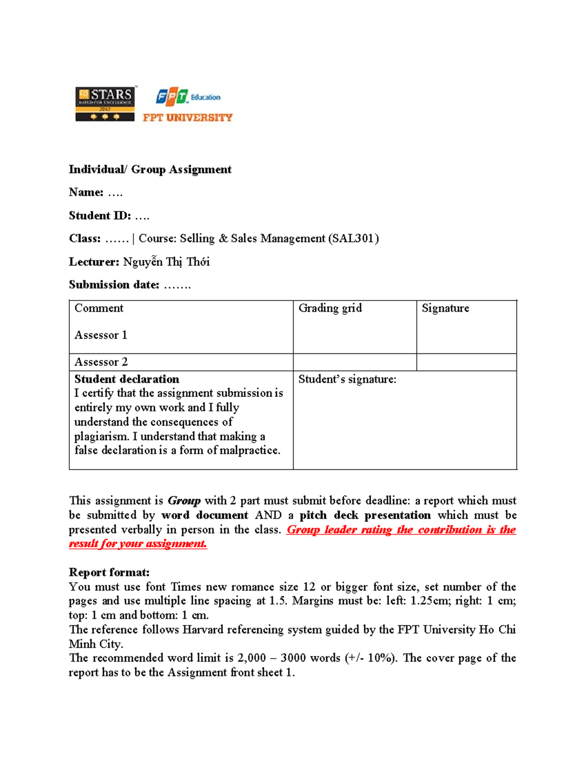 Group Assignment - Individual/ Group Assignment Name: .... Student ID ...