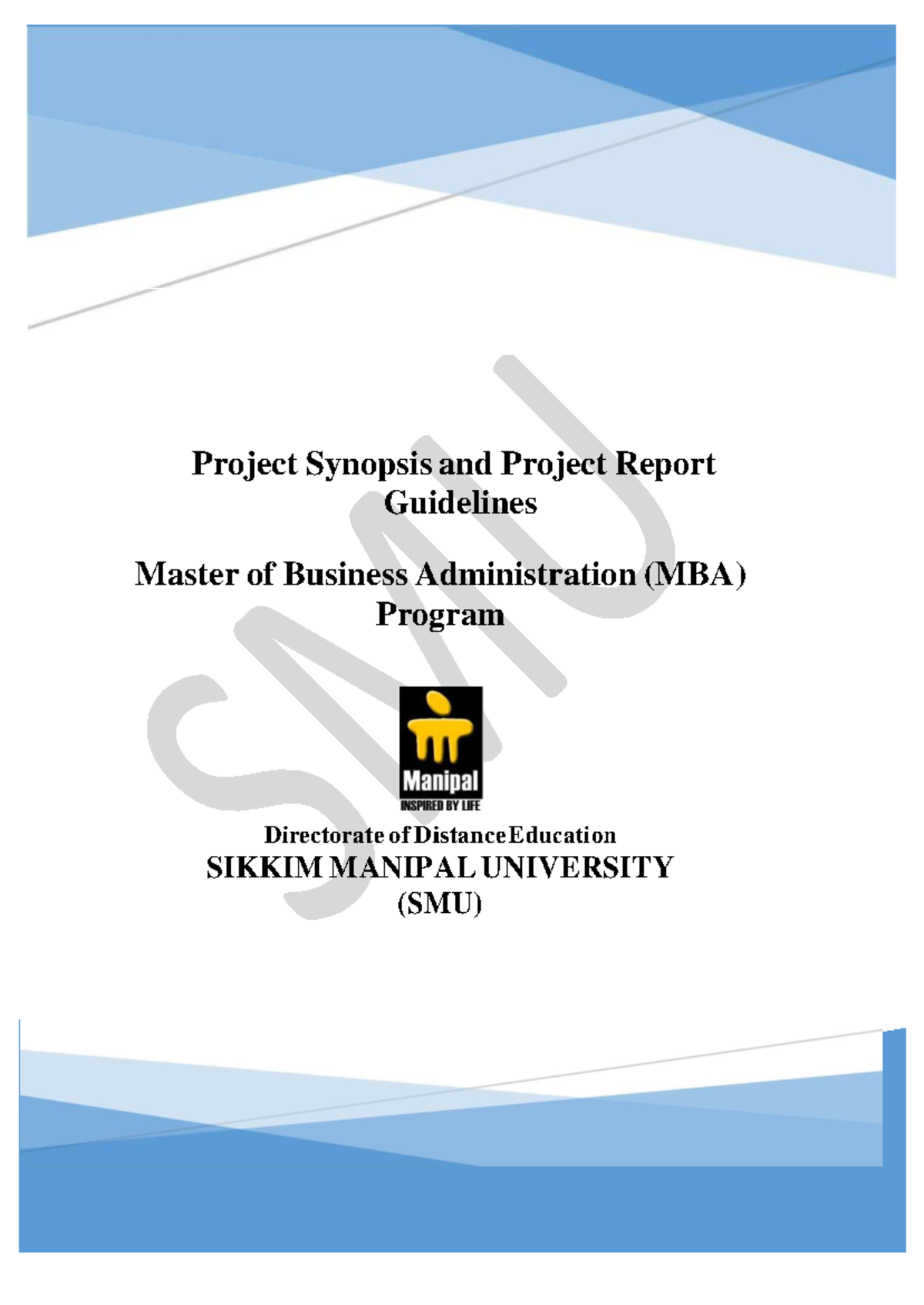 MBA Project Guidelines: Synopsis & Report Preparation Techniques - Studocu