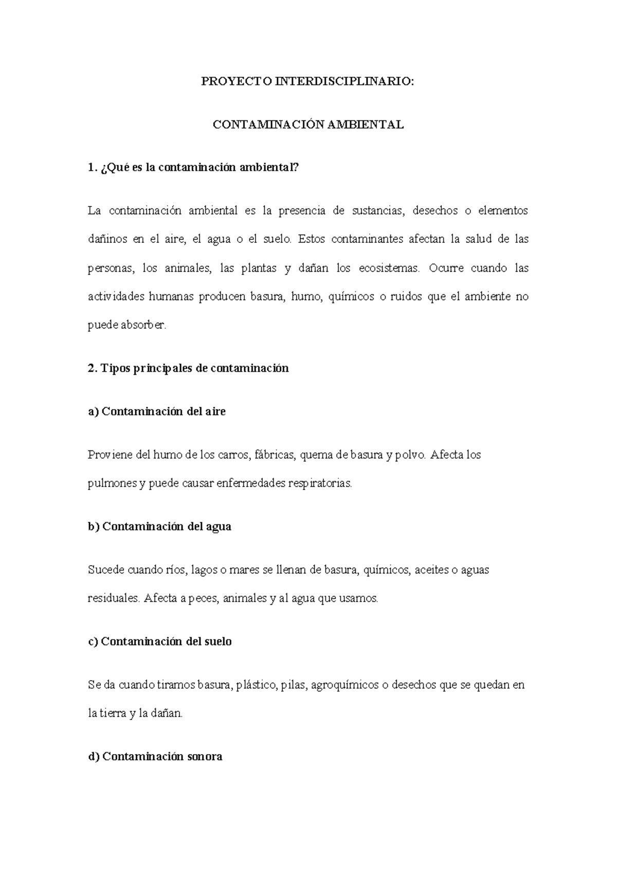 Apuntes sobre Contaminación Ambiental - Proyecto Interdisciplinario 1 ...