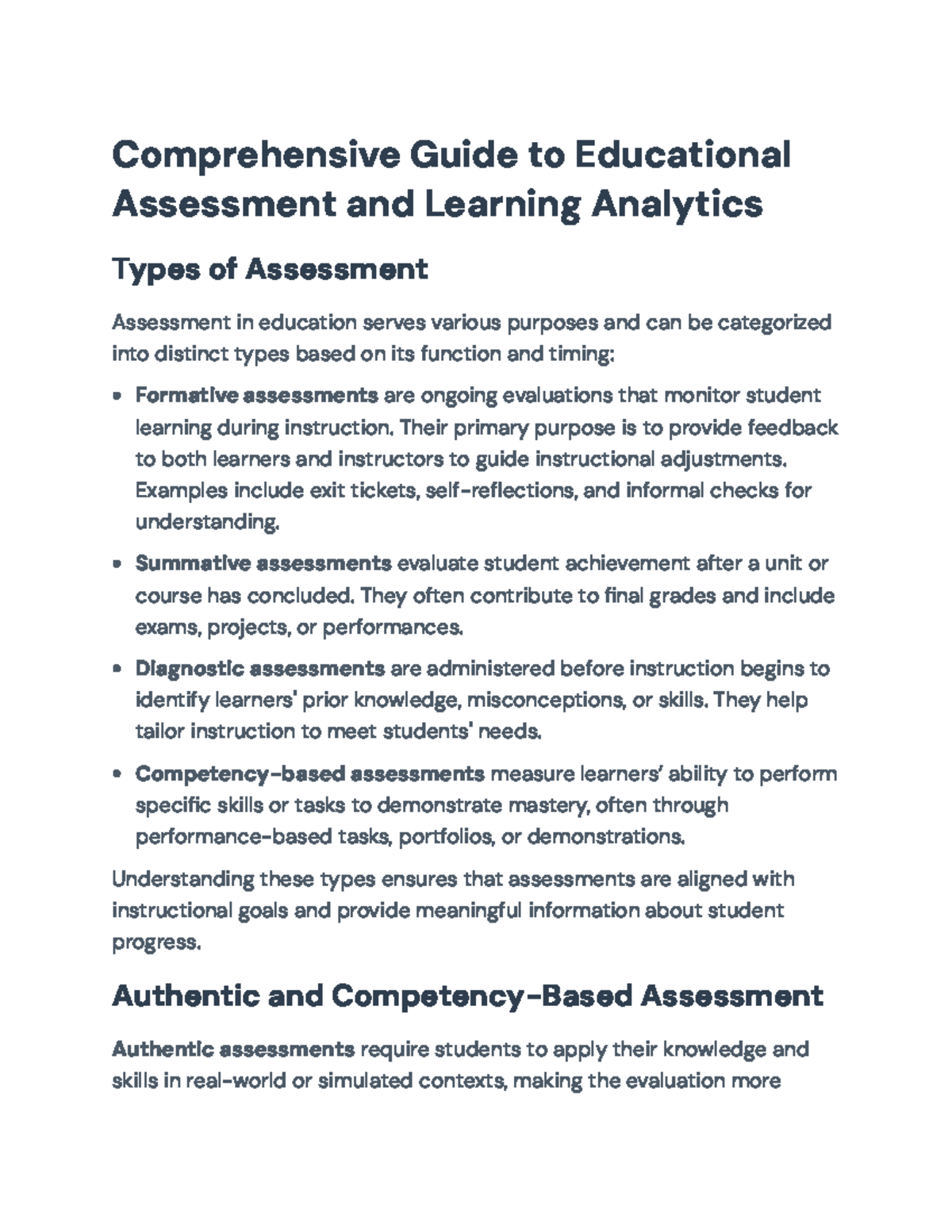 Comprehensive Guide to Educational Assessment & Learning Analytics (EDU ...