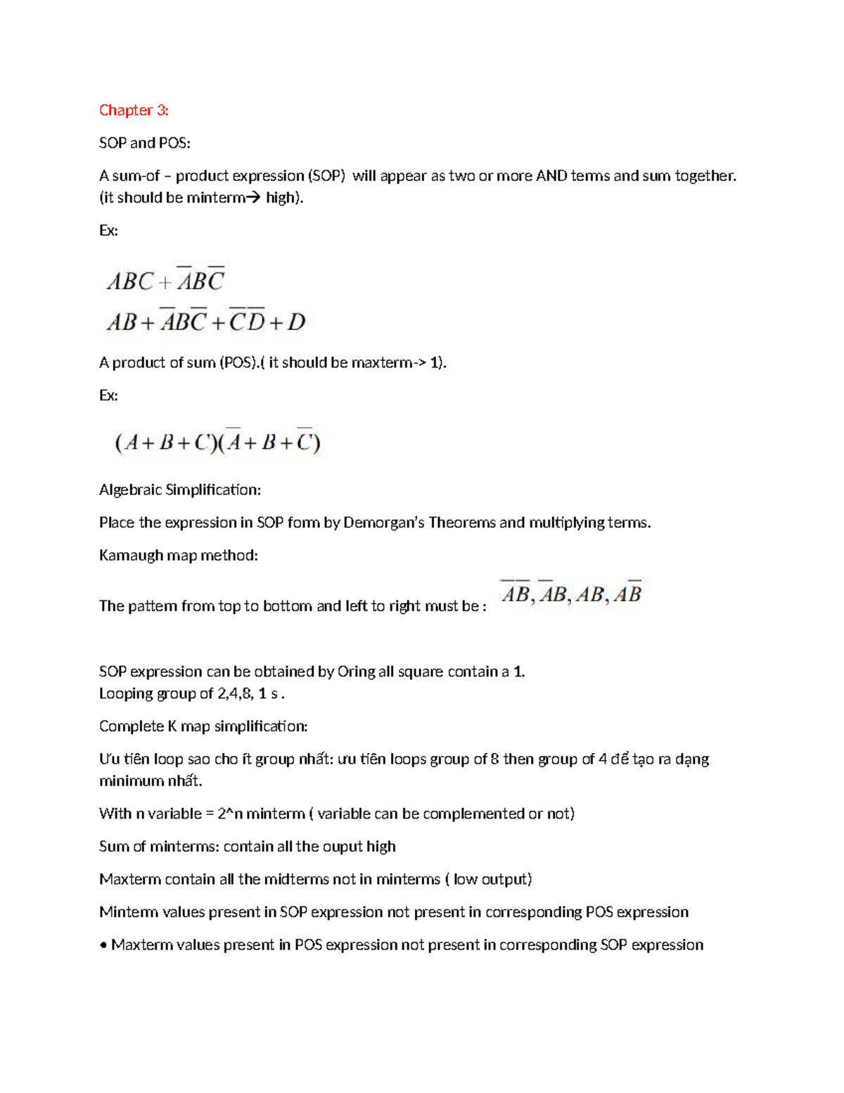 Chapter 3: SOP and POS in Digital Logic (HTS Review 3 + 4) - Studocu