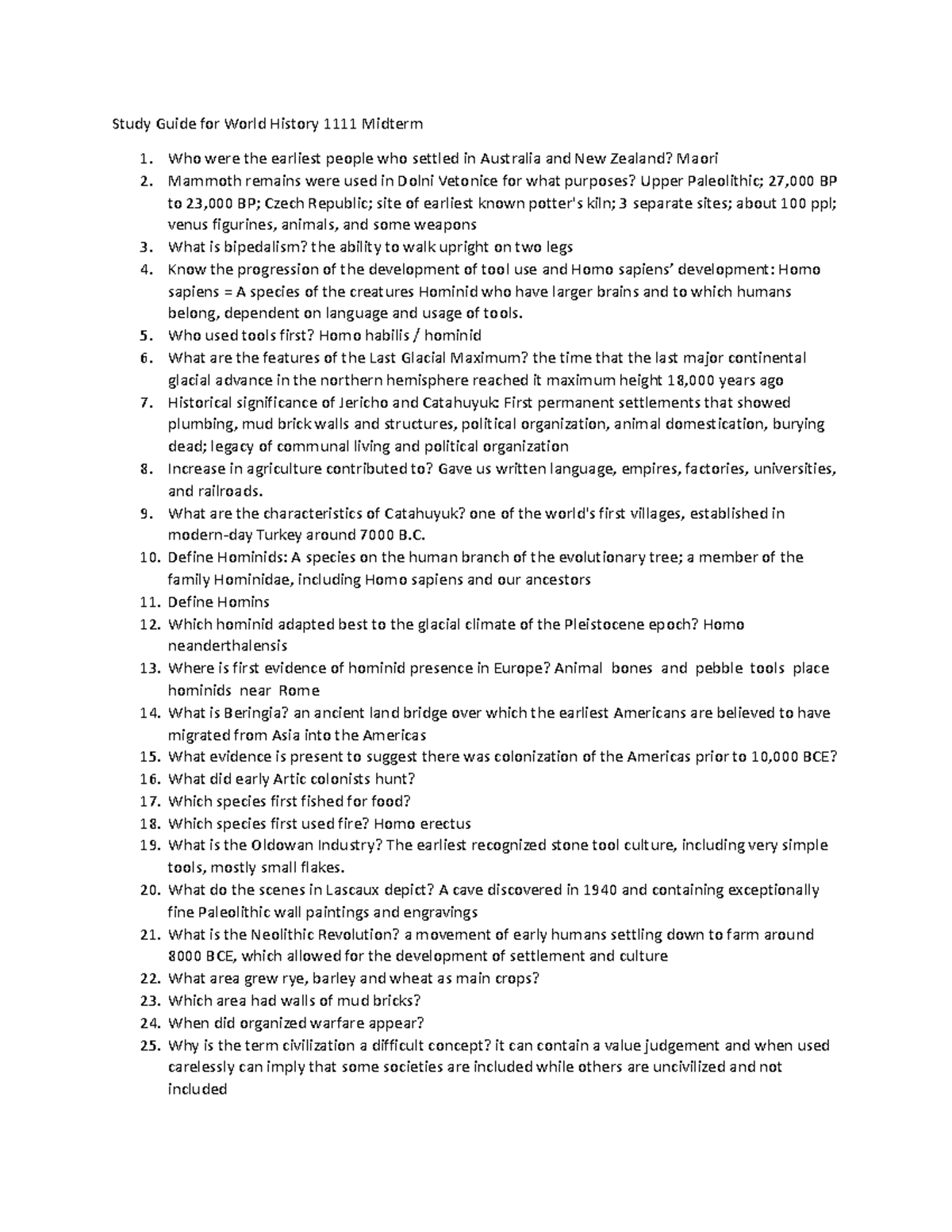 World History 1111 Study Guide for Final Exam Preparation - Studocu