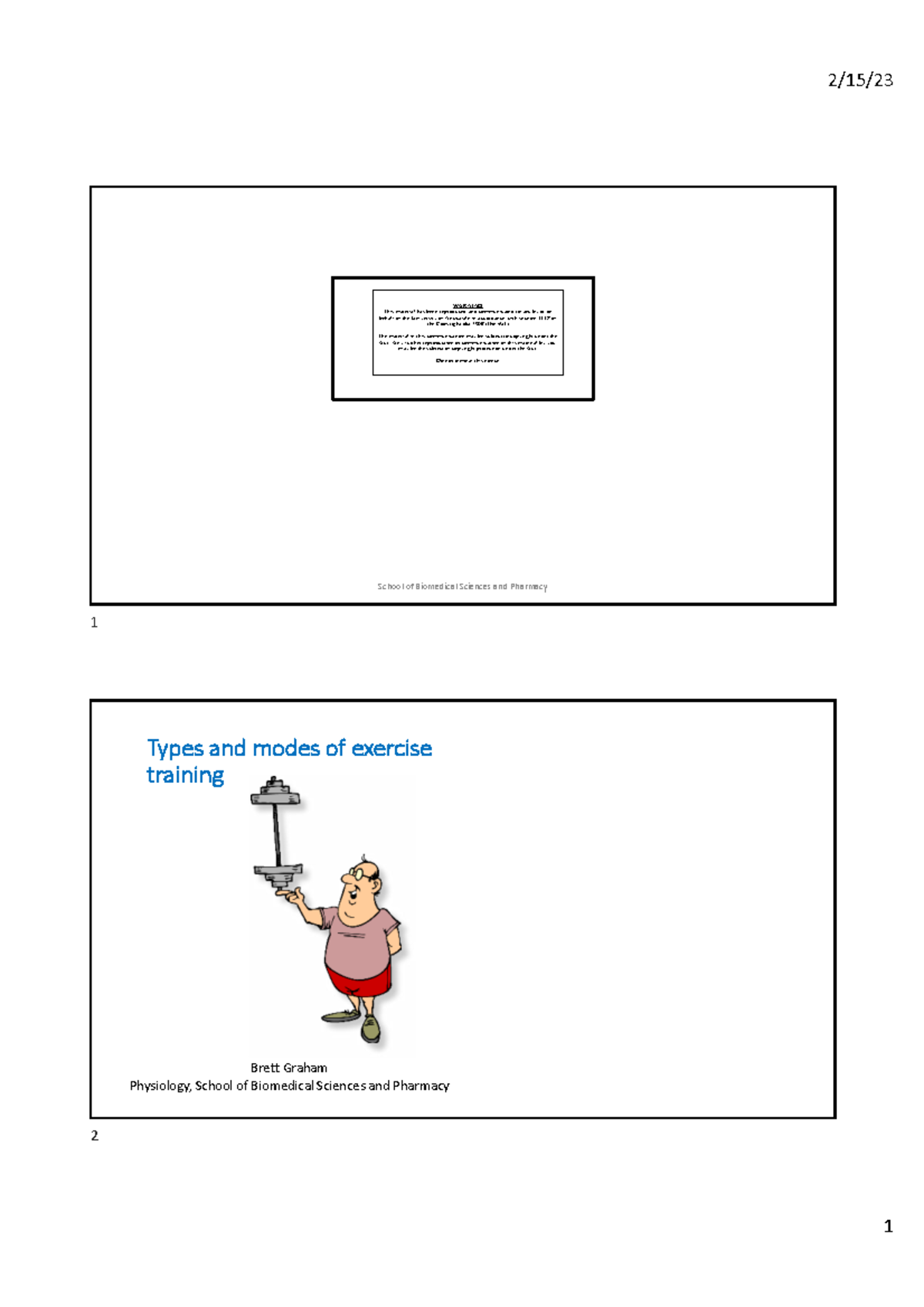 HUBS2520 Lecture Notes: Types & Modes of Exercise Training Overview ...