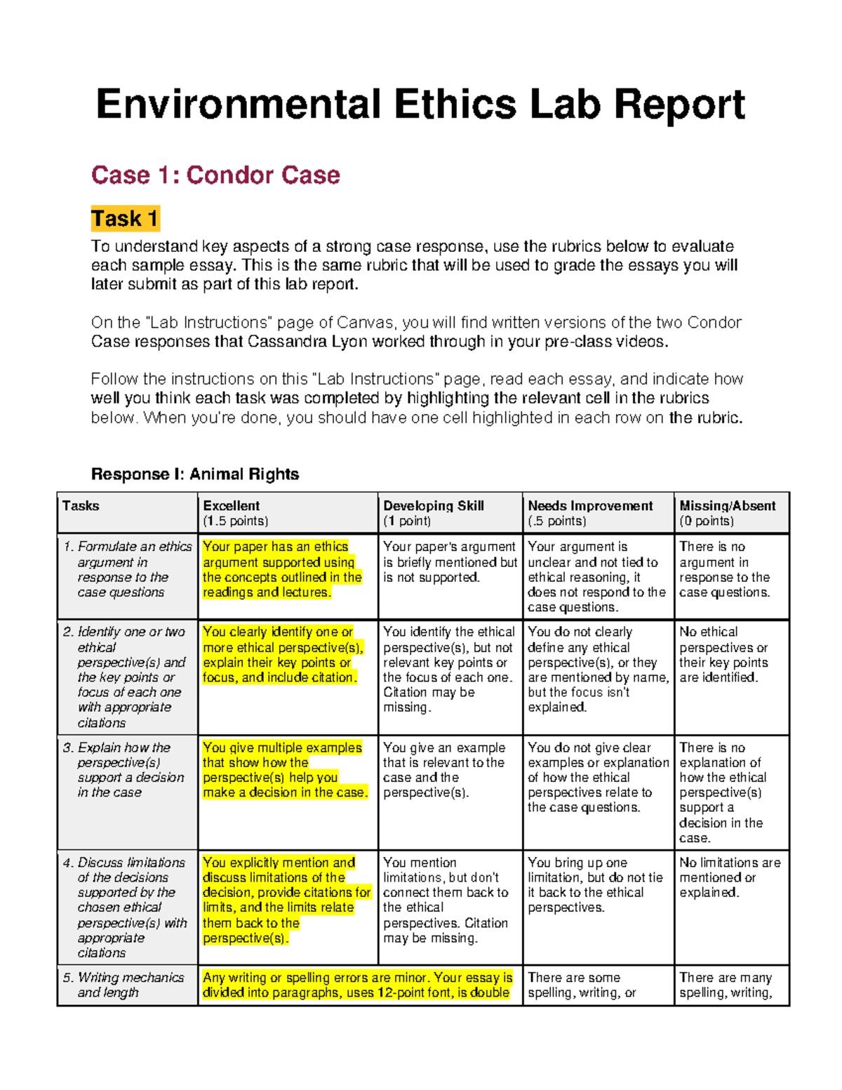 Final Environmental Ethics Lab Report Template (Fall22-1) Updates - Studocu
