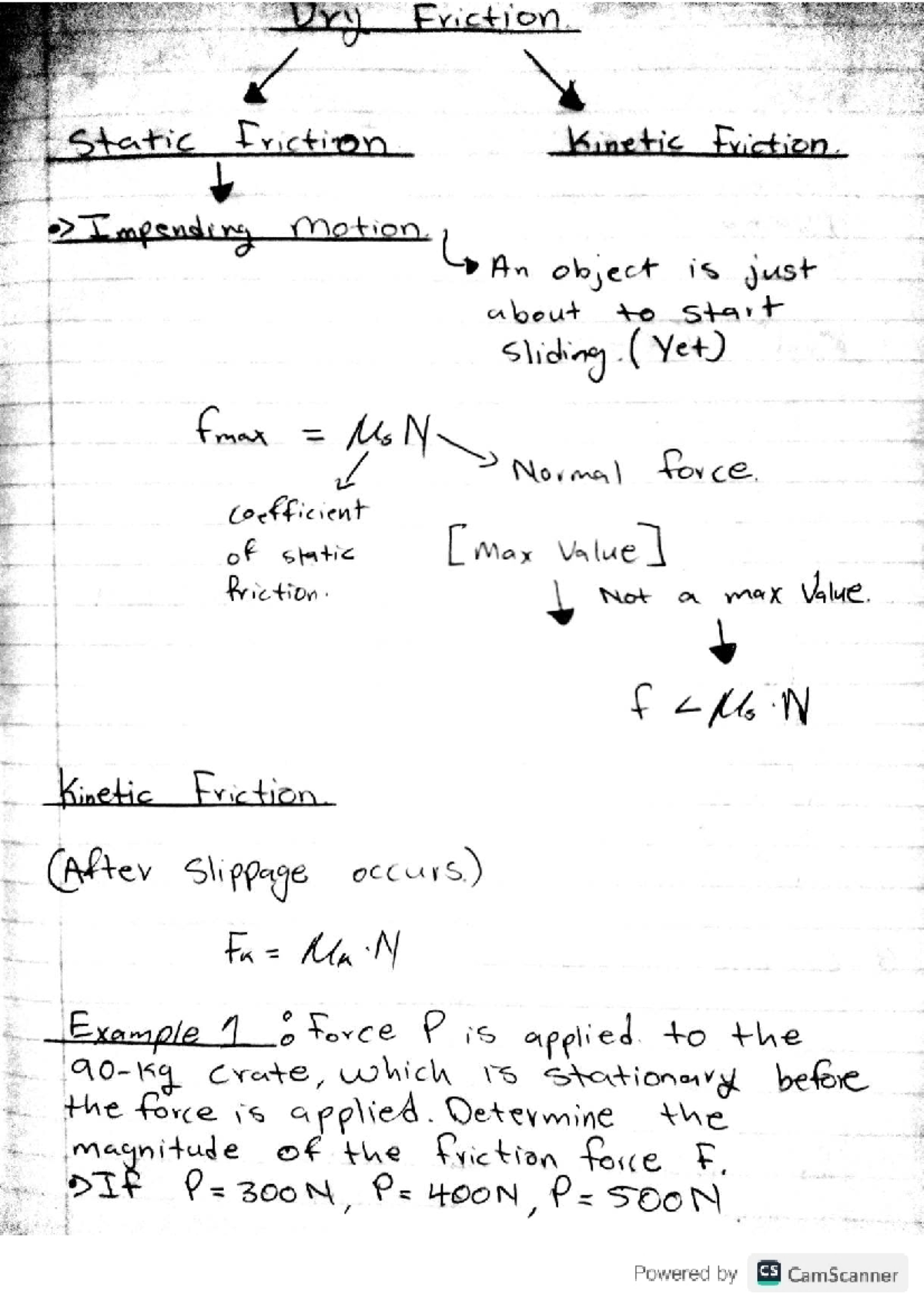 Lesson 1: Friction Analysis in MATH142 - Static & Kinetic Forces - Studocu
