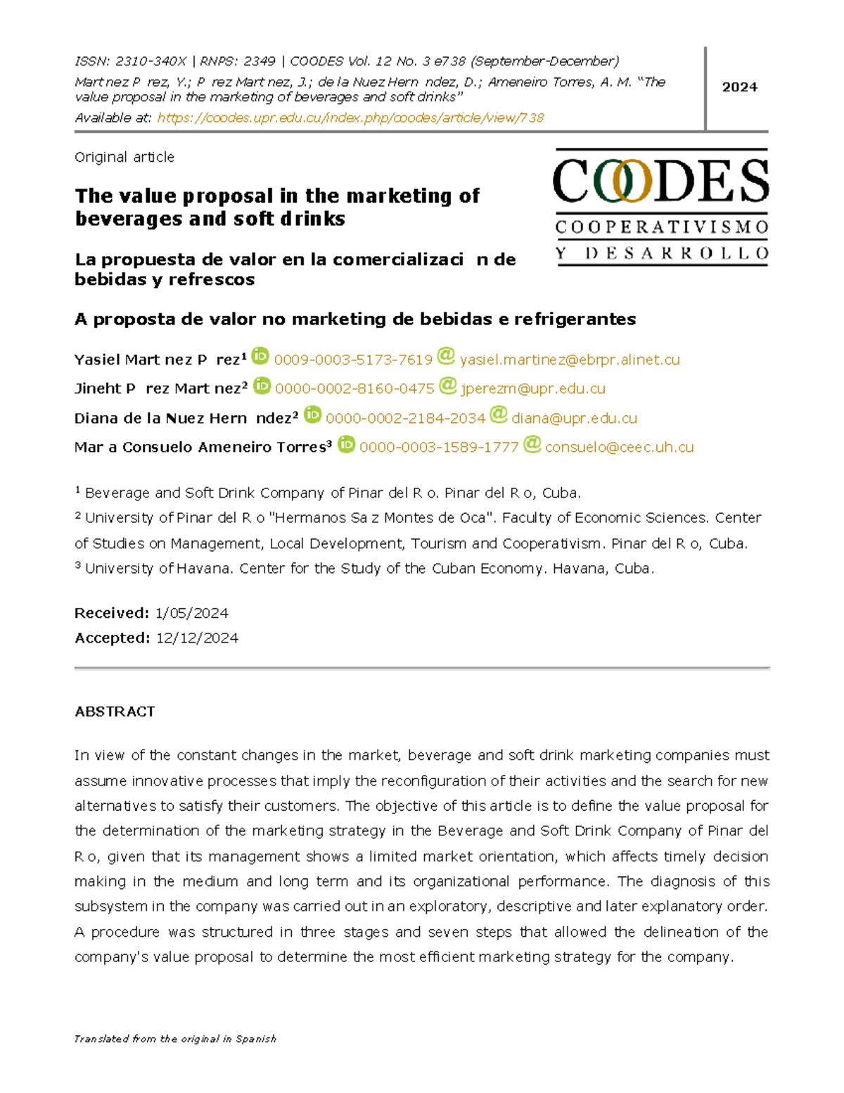 Value Proposal for Marketing Strategies in Beverages (RNPS: 2349 COODES ...