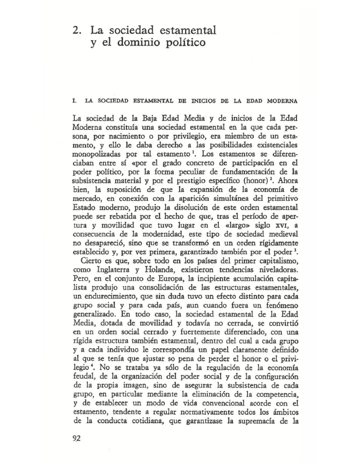 La sociedad estamental y el dominio político en la Edad Moderna: Un ...