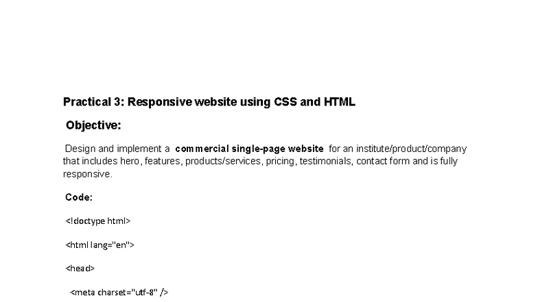 Wt - DDFWFAEW - Practical 3: Responsive website using CSS and HTML ...