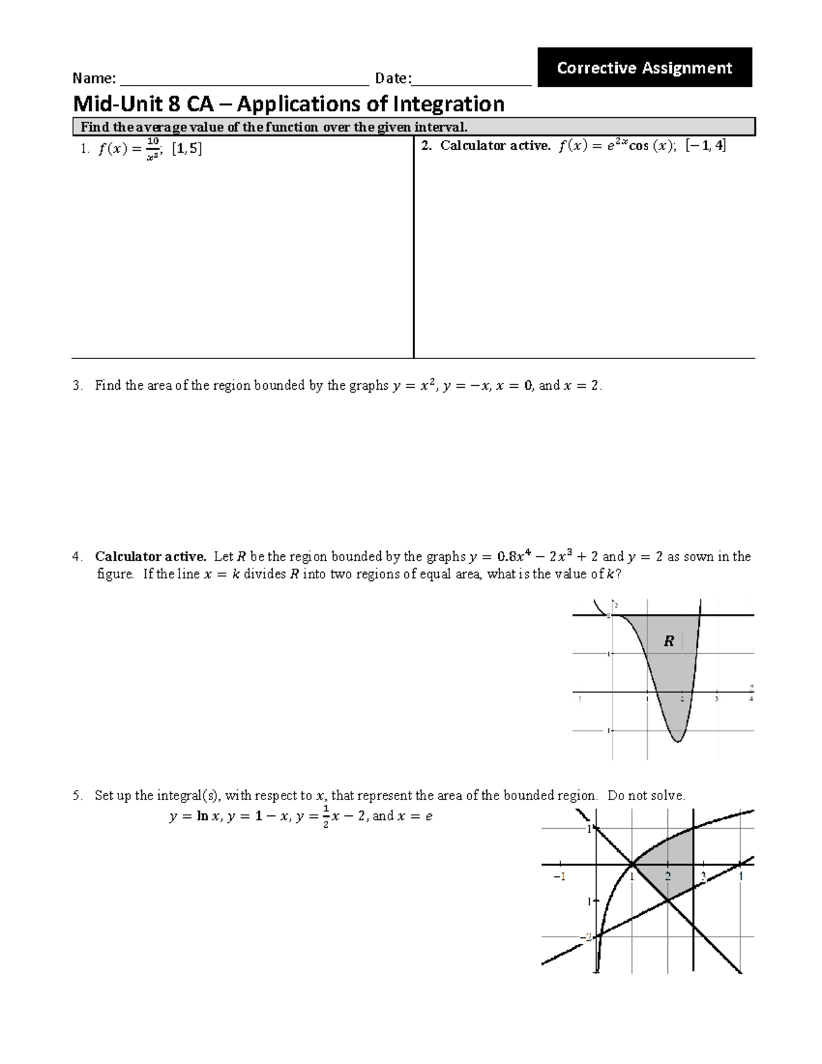 Corrective Assignment 8: Applications of Integration in Calculus - Studocu