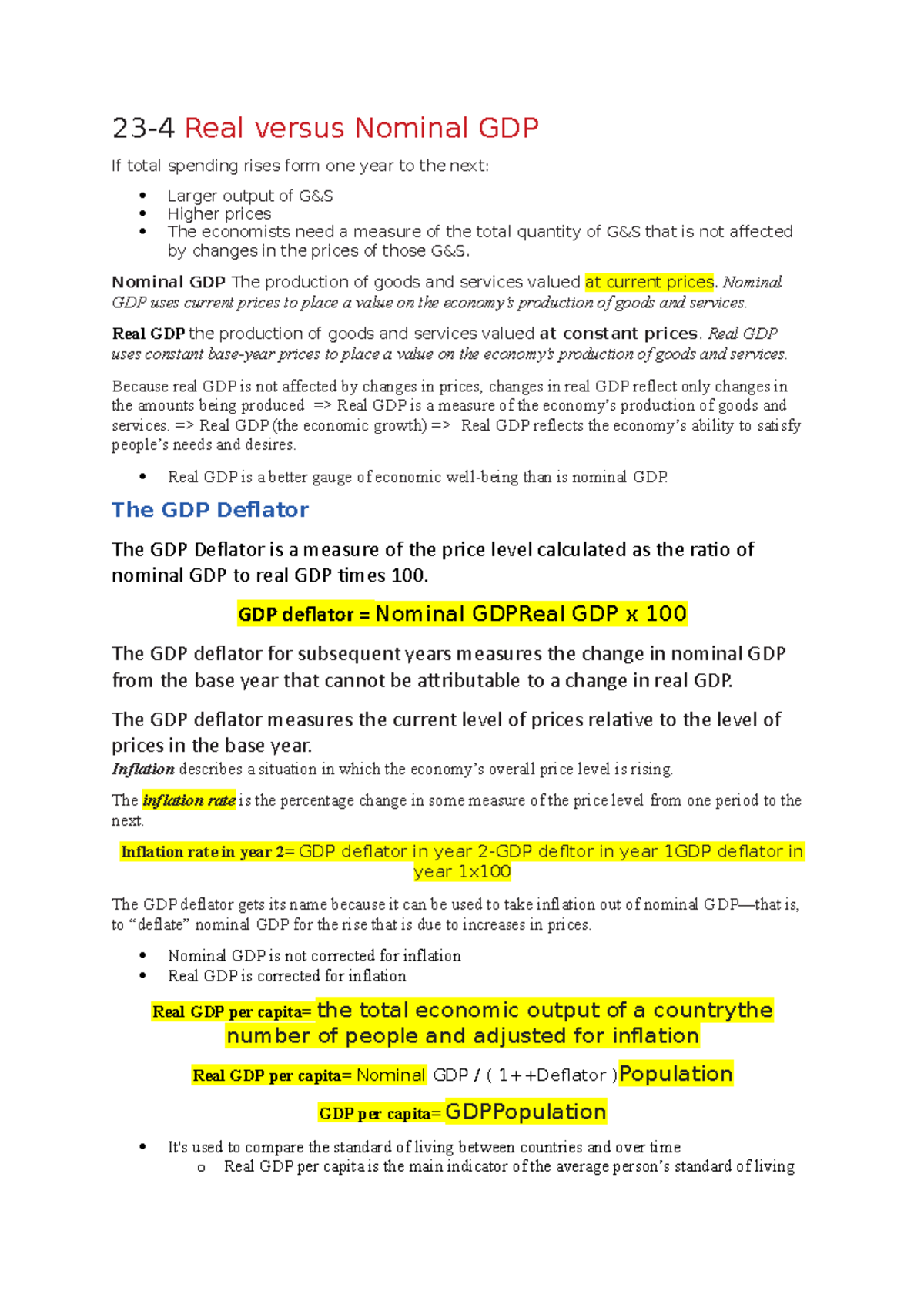 Macro 4 - Chap 23 - 23-4 Real versus Nominal GDP If total spending ...